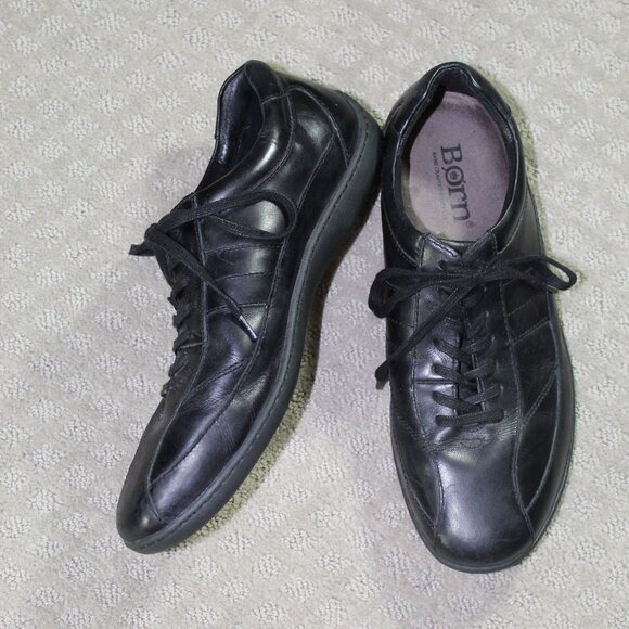 Born | Shoes | Born Black Mens Sz 5m Leather Sneakers Euc | Poshmark
